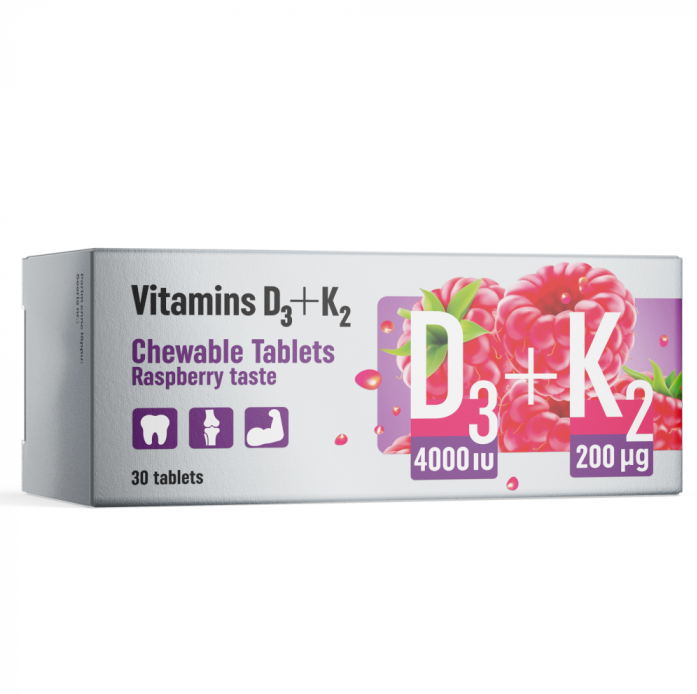 Vitamins D3+K2, 30 tablets - Support bone health